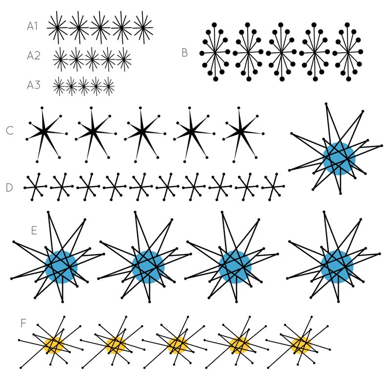 Retro Atomic Shapes Vintage Decor Wall Decal Custom Vinyl | Etsy