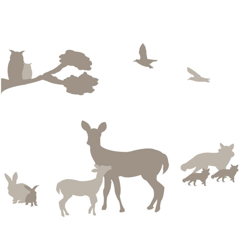Woodland Creatures Animal Silhouettes Wall Vinyl Decals Deer | Etsy