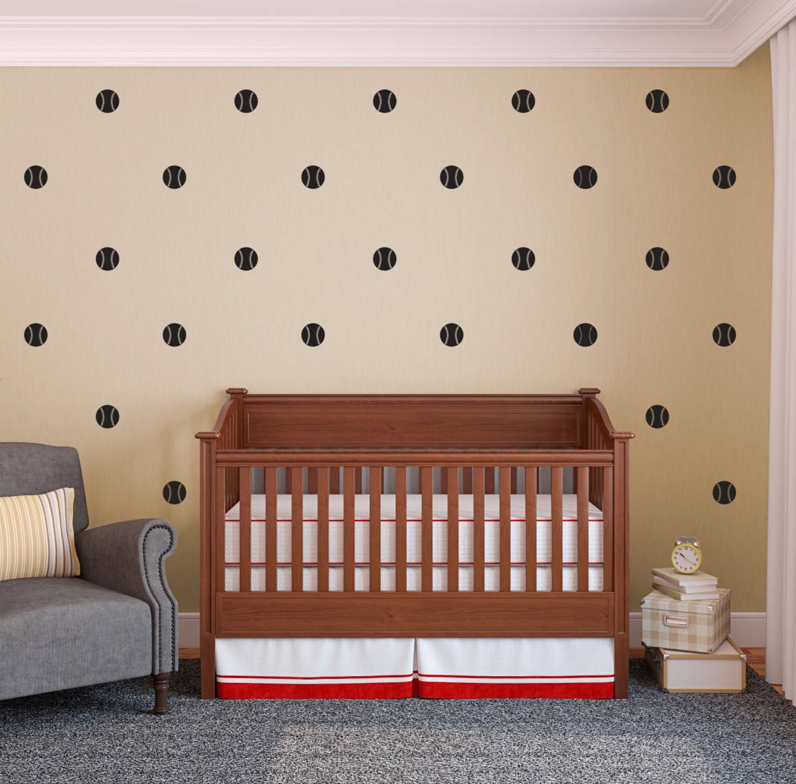 Baseball Pattern Wall Decals – Sports Playroom Decor - Etsy