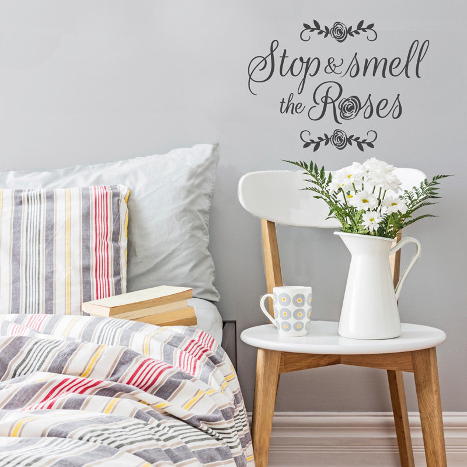 Stop and Smell the Roses Quote - Wall Decal Custom Vinyl Art Stickers ...