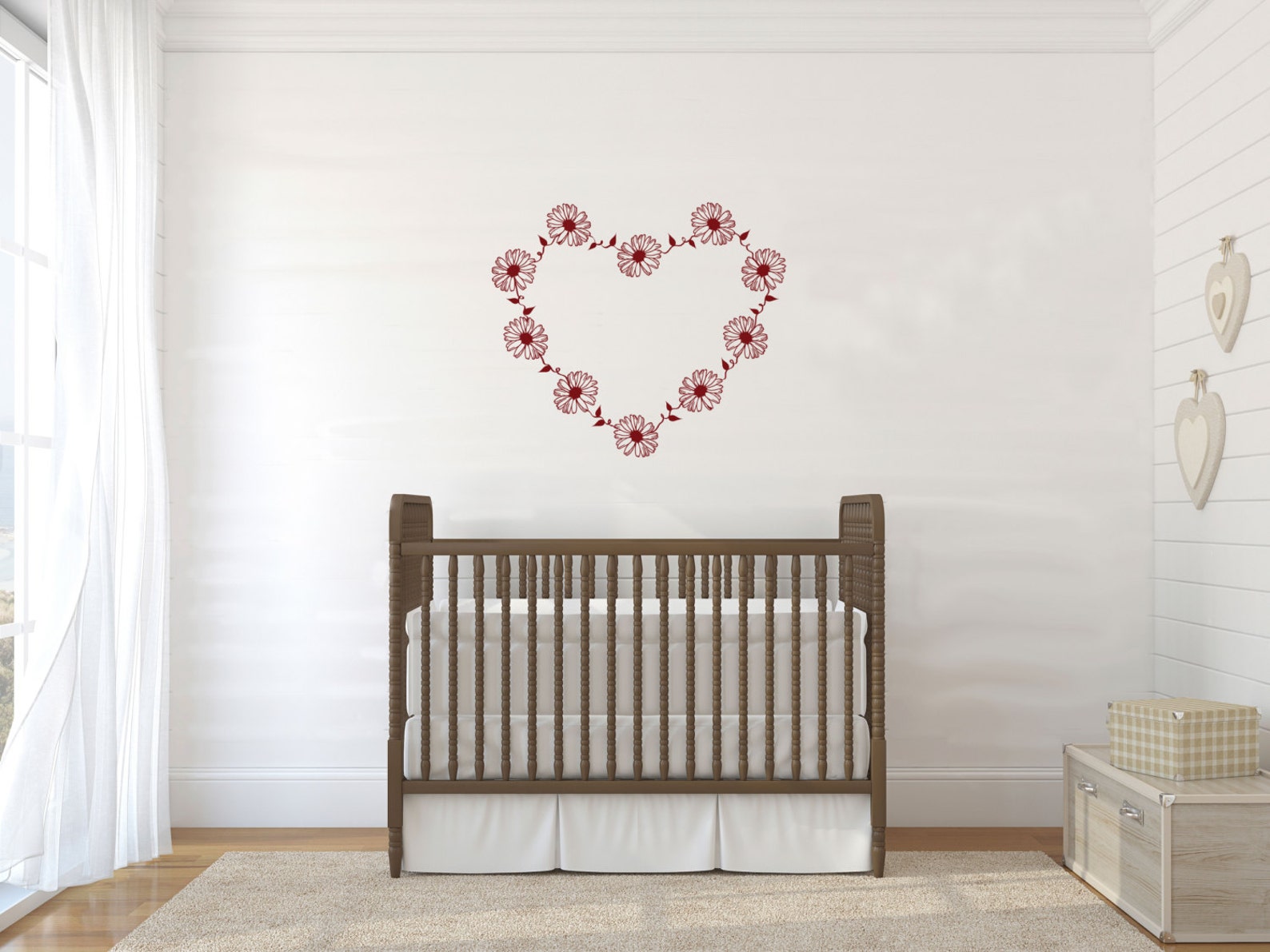 Daisy Chain Heart Floral Wall Decal Custom Vinyl Art - Etsy