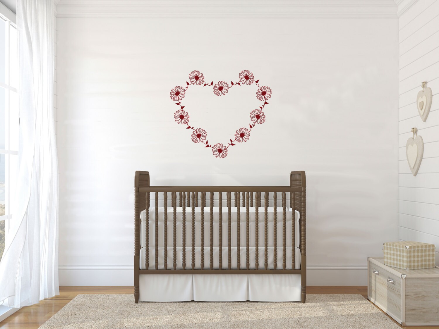 Daisy Chain Heart Floral Wall Decal Custom Vinyl Art - Etsy