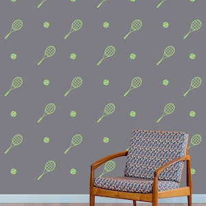 Tennis Ball & Racquet Icons Sports Decal - Pattern Designs - Wall Decal ...