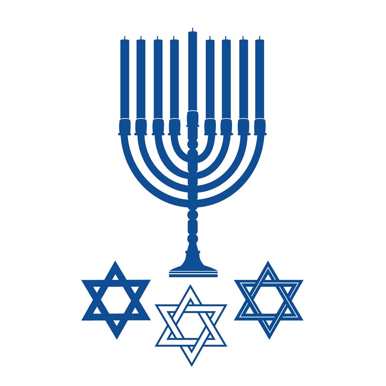 Hanukkah Menorah and Star of David Cluster-wall Decal Custom Vinyl Art ...