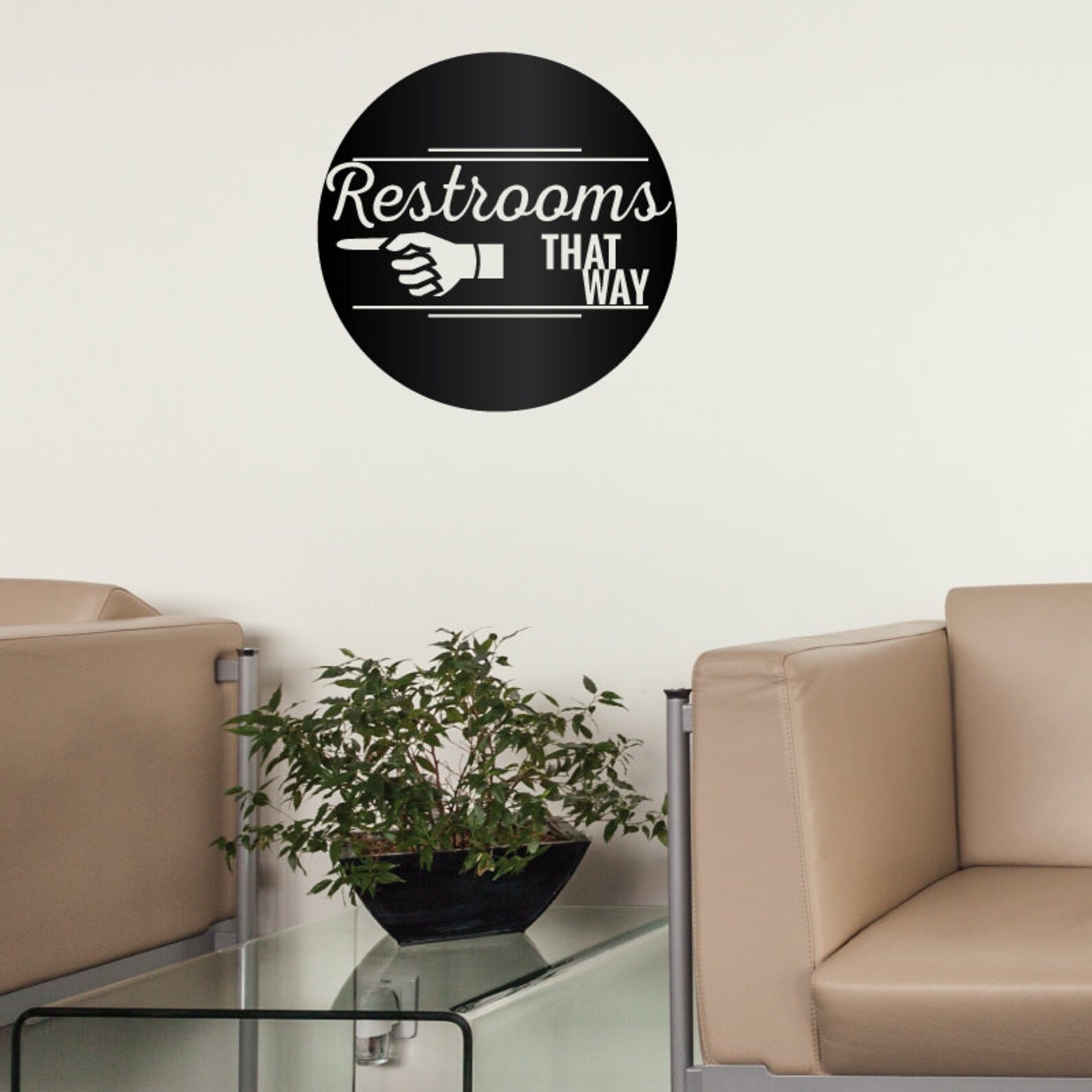 Restroom Direction Sign – Modern Vinyl Wall Decal, Business Decor - Etsy
