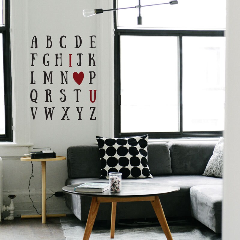 I Heart U Alphabet Vinyl Wall Art Decal Custom Stickers for | Etsy