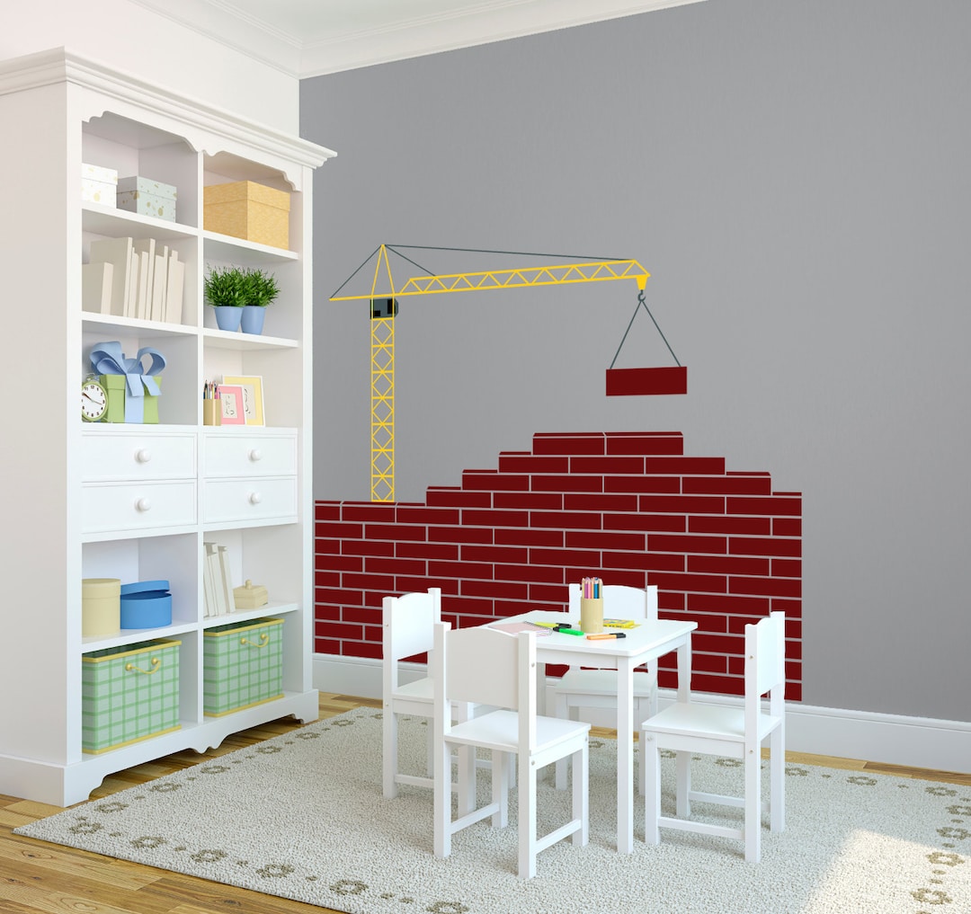 Construction Scene With Crane Decal Collection - Wall Decal Custom ...
