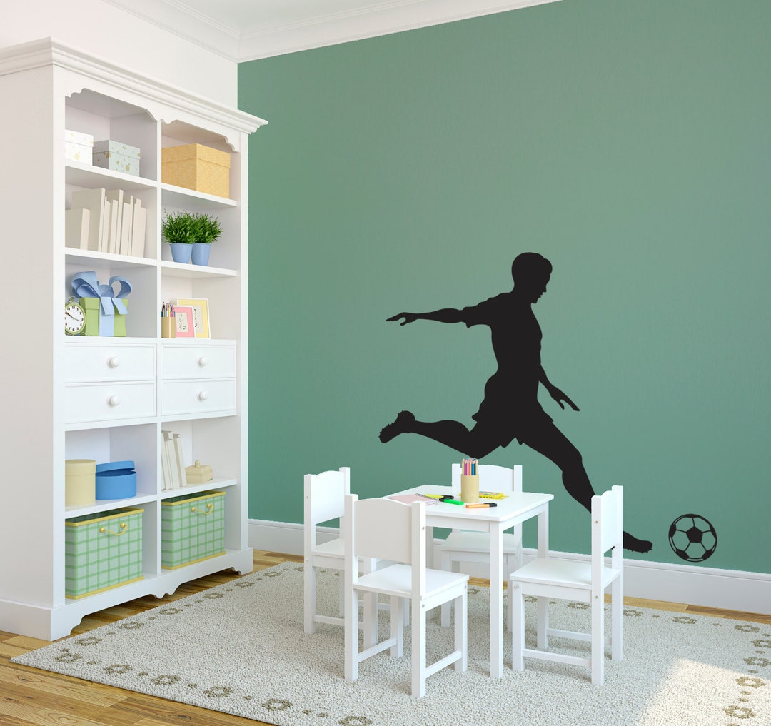 Sports Male Soccer Player Kicking Ball - Wall Decal Custom Vinyl Art ...