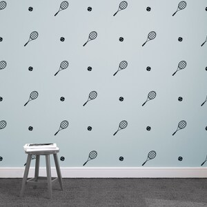 Tennis Ball & Racquet Icons Sports Decal - Pattern Designs - Wall Decal ...