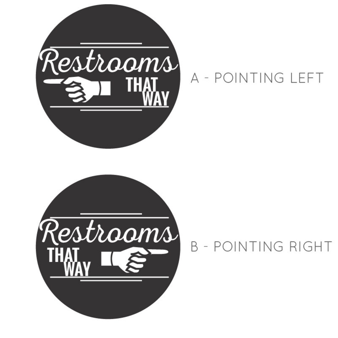Pointing Restroom Direction Sign Modern Vinyl Quote Wall - Etsy