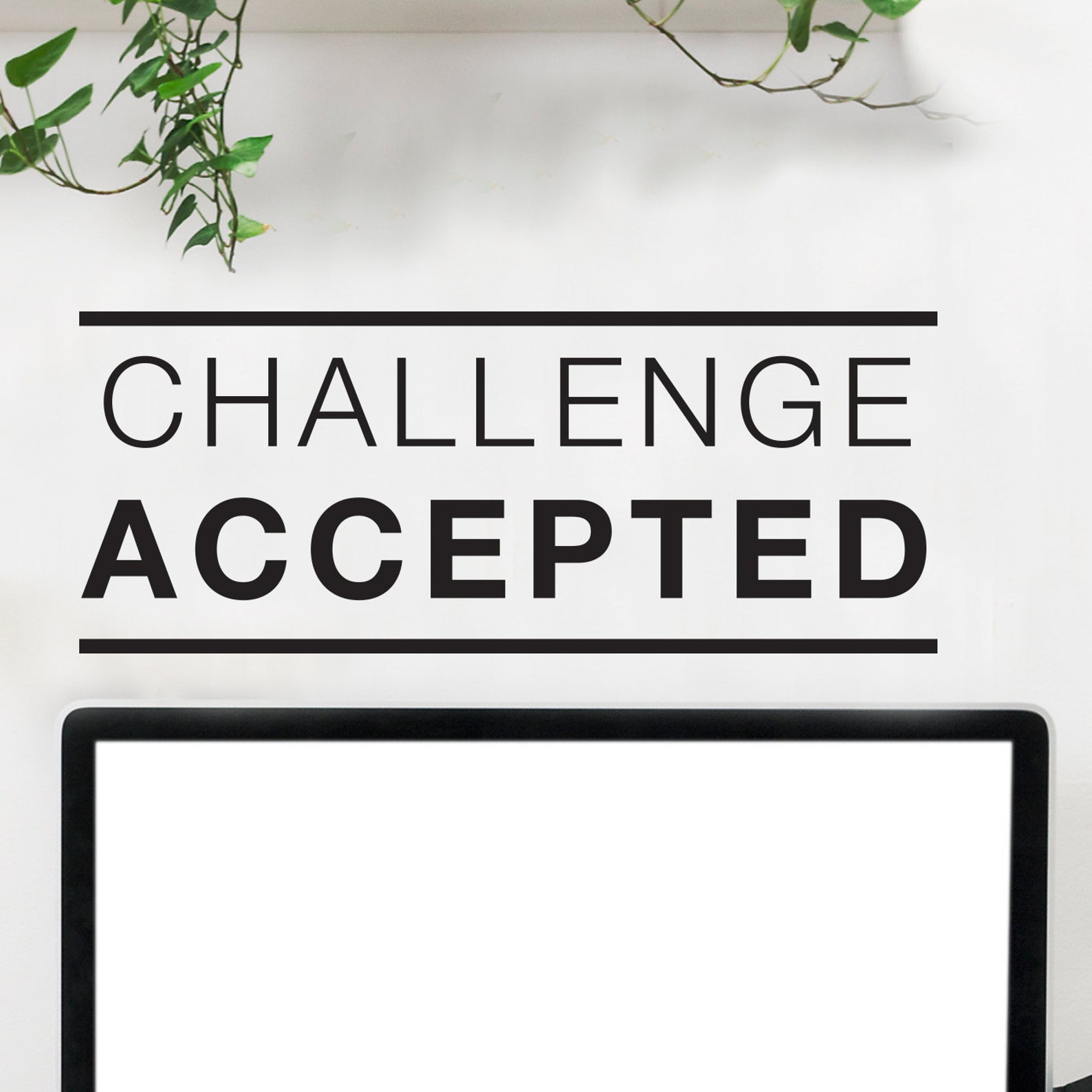 Challenge Accepted Quote Wall Decal Custom Vinyl Art | Etsy