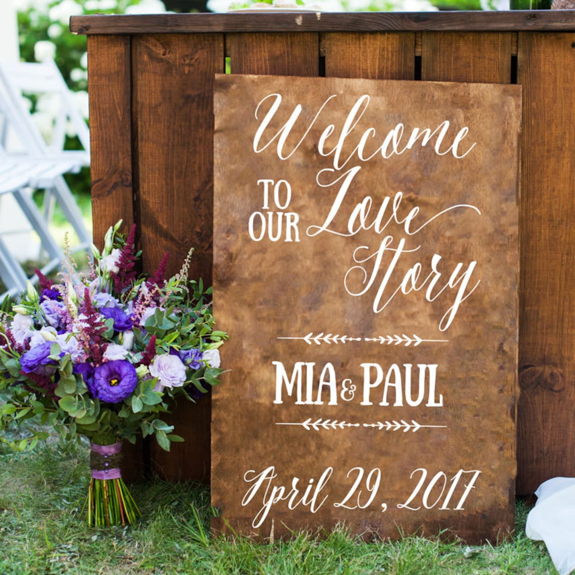 Welcome to Our Love Story Personalized Welcome Sign Decal | Etsy