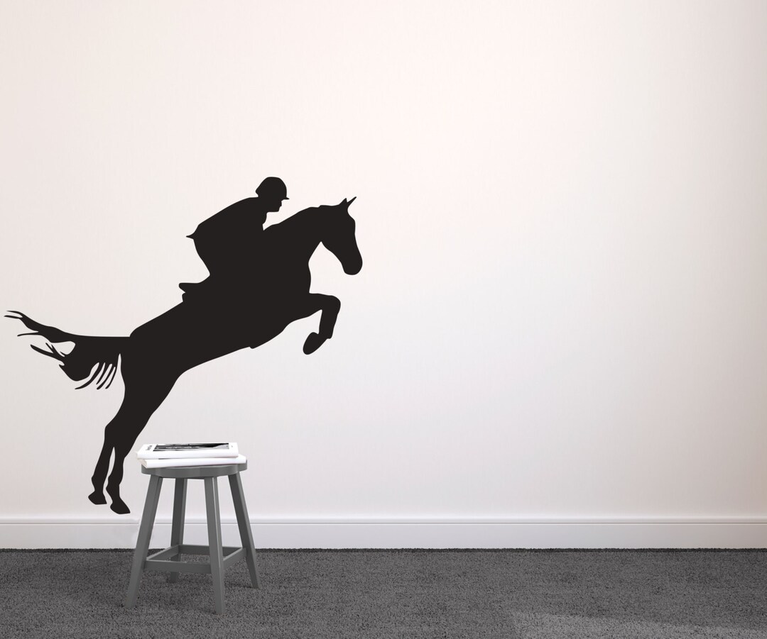 Equestrian Rider Jumping Sports - Wall Decal Custom Vinyl Art Stickers ...