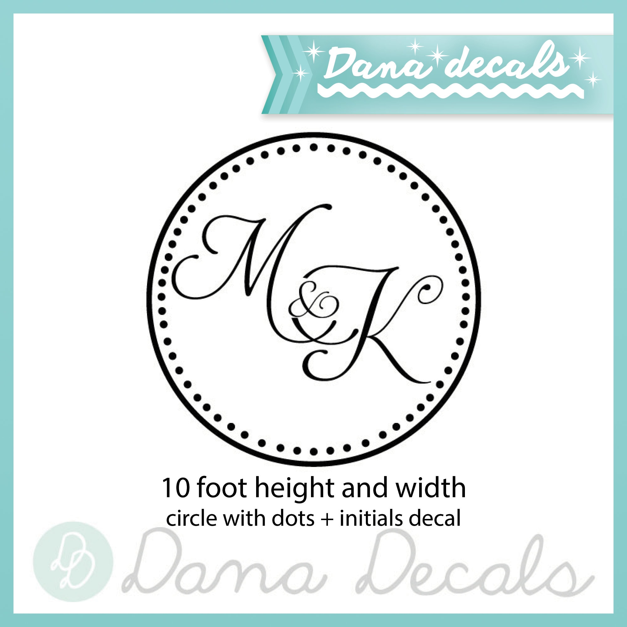 Wedding Dance Floor Circle Monogram Vinyl Decal Removable for Custom ...