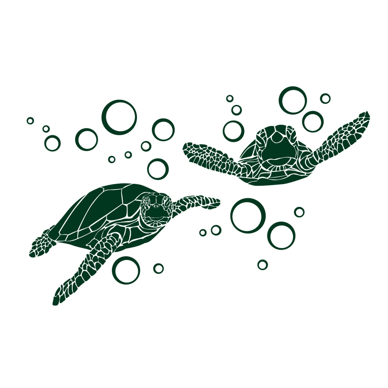 Sea Turtles With Bubbles - Vinyl Wall Art Decal Custom Stickers - Etsy