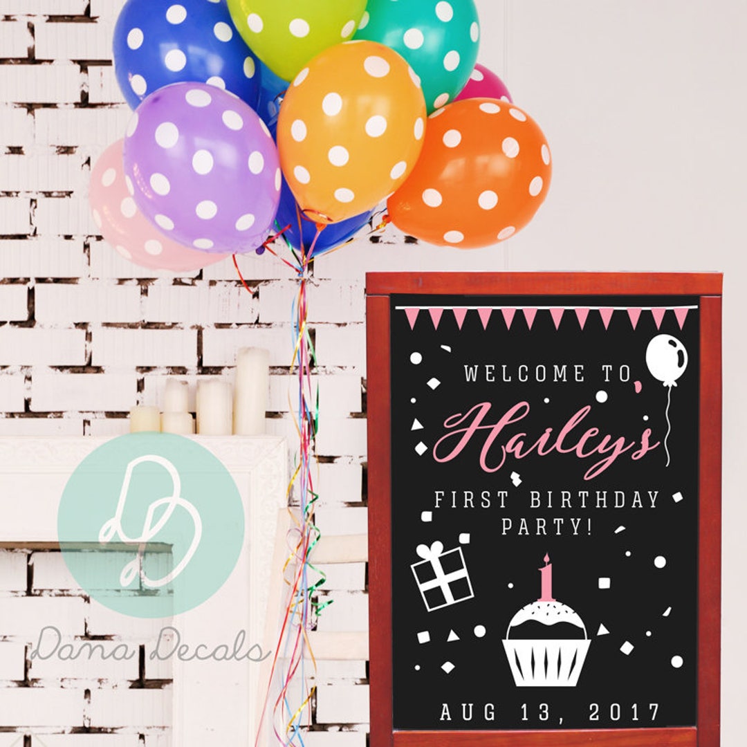 Birthday Party Personalized Welcome Sign Vinyl Decal Wall Decal for ...