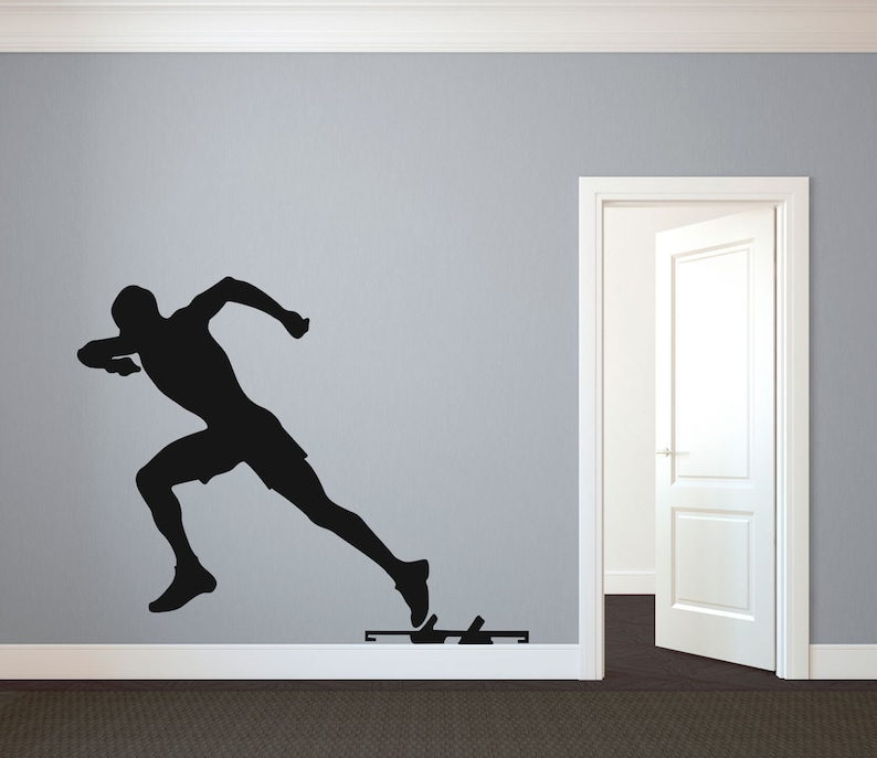 Track Runner Sprinter Silhouette Sports Wall Decal Custom - Etsy