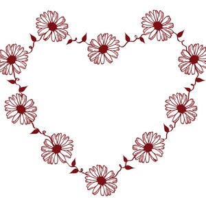Daisy Chain Heart - Floral Wall Decal Custom Vinyl Art Stickers for ...