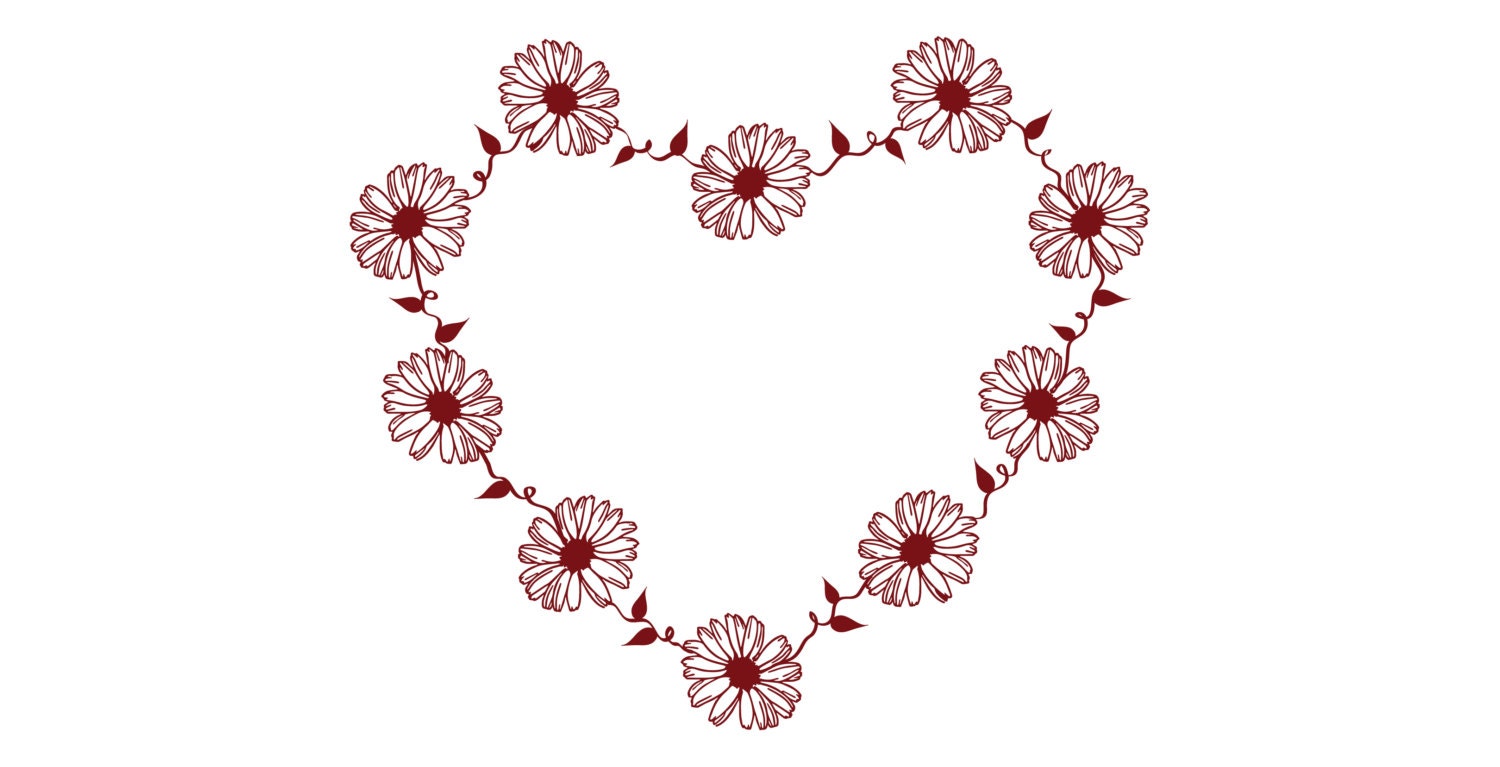 Daisy Chain Heart Floral Wall Decal Custom Vinyl Art - Etsy