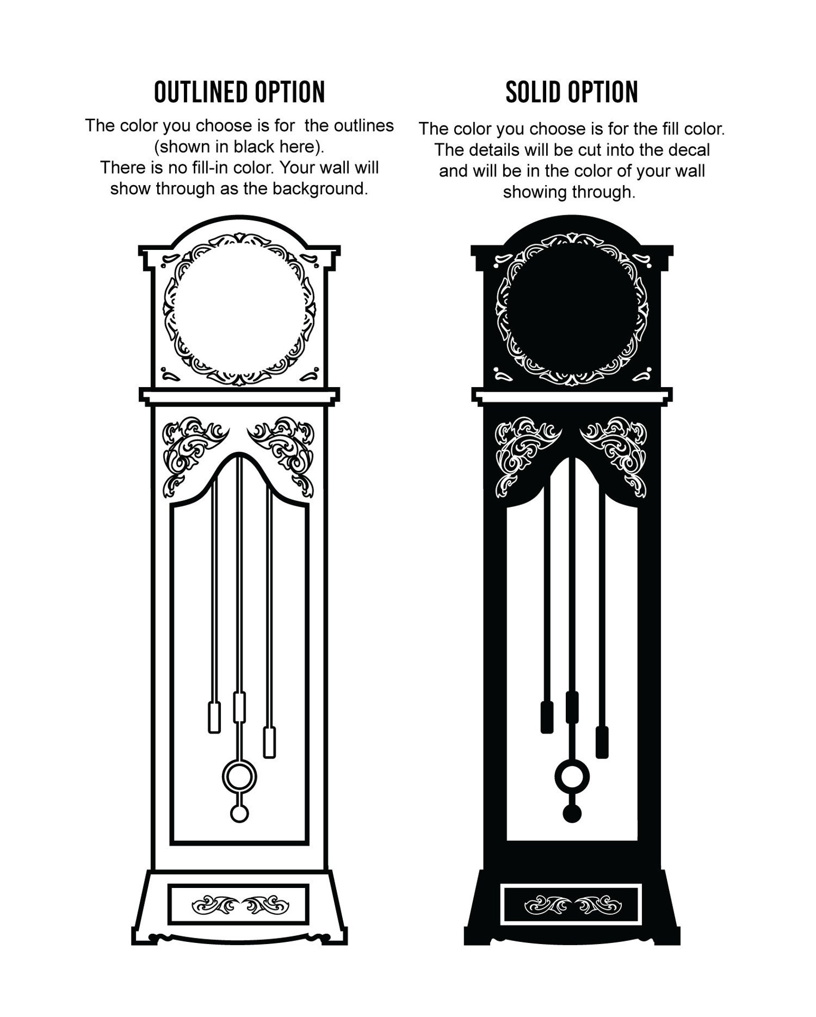 Detailed Antique Grandfather Clock Flat Vinyl Wall Decal - Etsy
