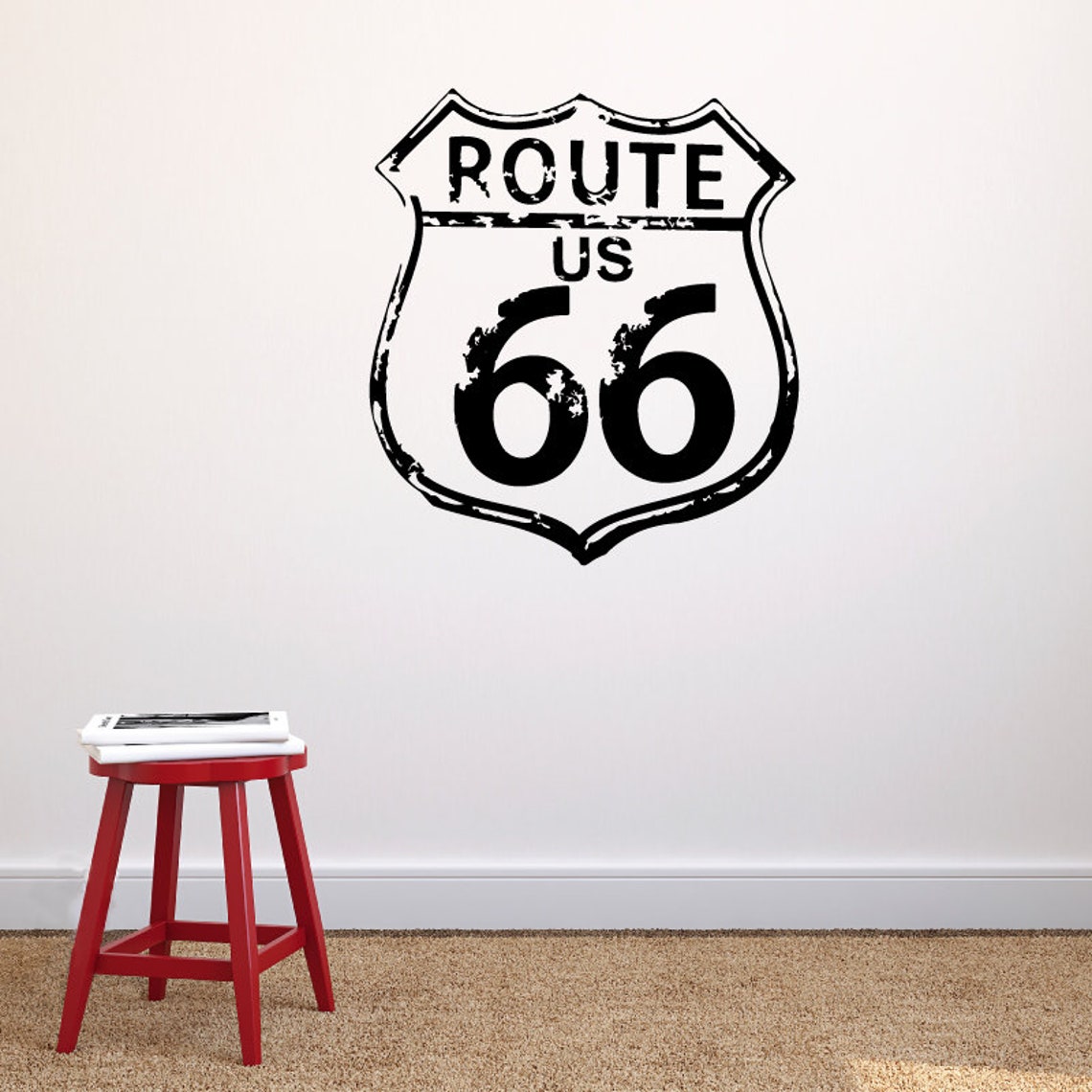 Rustic Worn-down Route 66 Sign Large Vinyl Wall Decal - Etsy