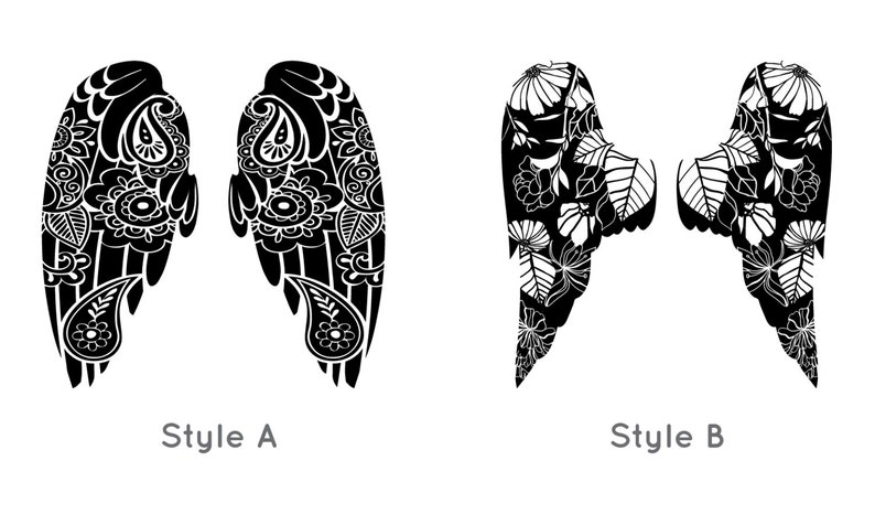 Patterned Angel Wings Wall Decal Custom Vinyl Art Stickers | Etsy