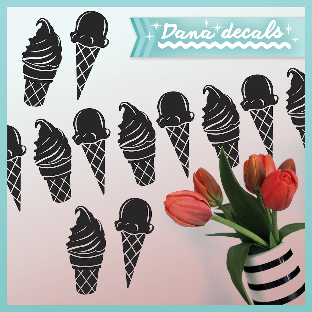 Ice Cream Cone Decal Stickers Vinyl Wall Decal Pattern for Kids Rooms ...