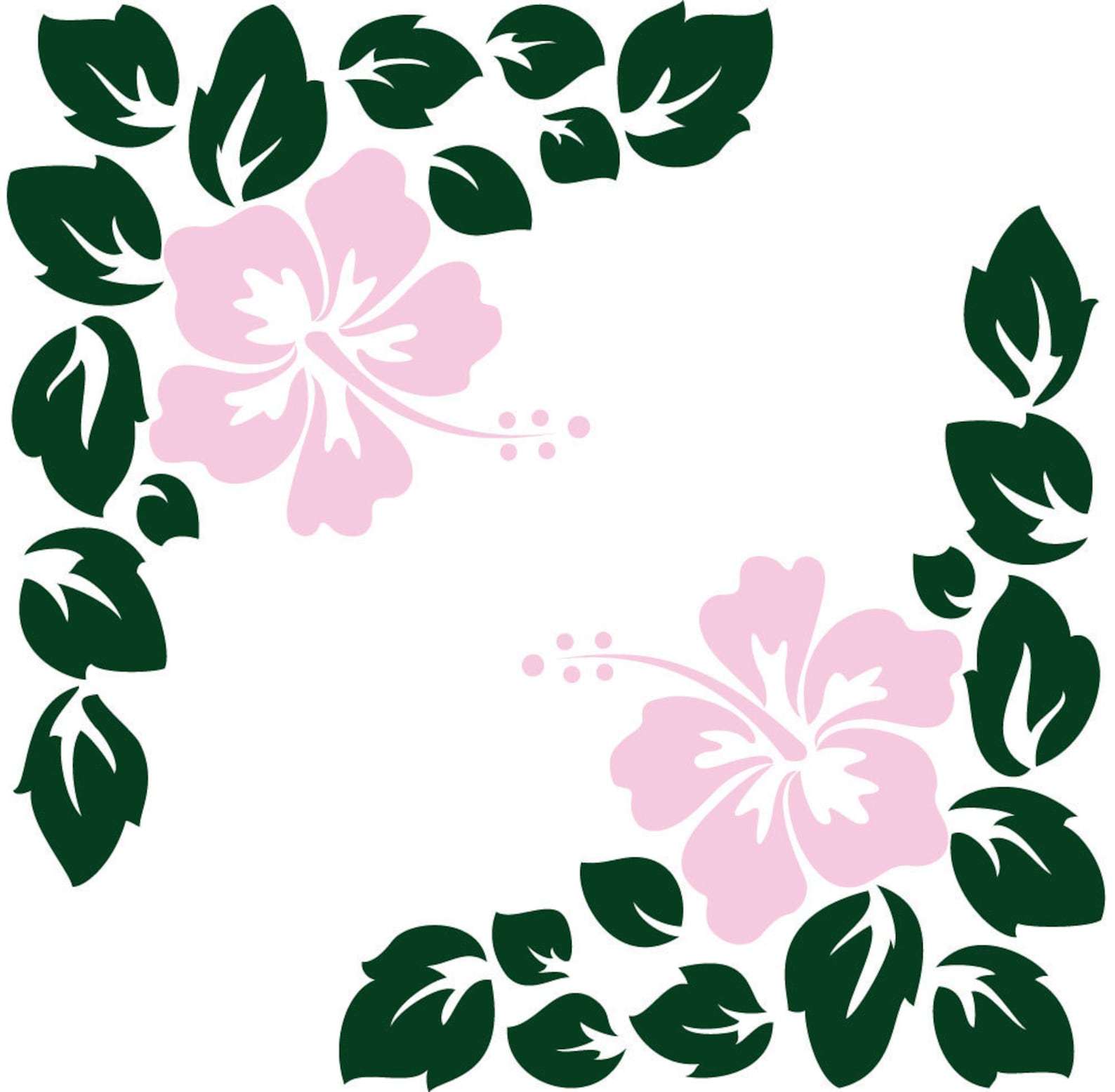 Corner Hibiscus Flowers Floral - Wall Decal Custom Vinyl Art Stickers ...