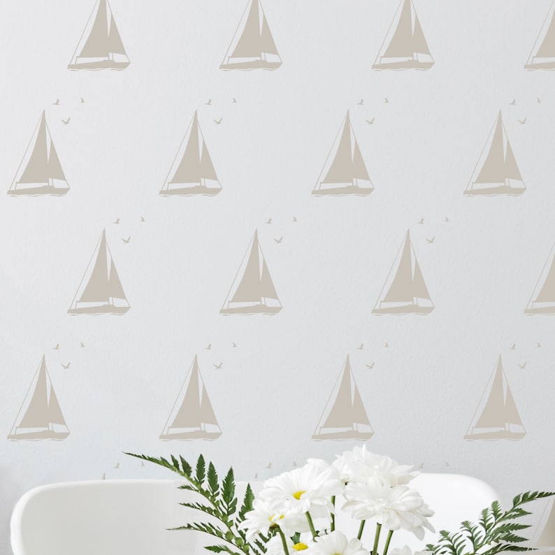 Sailboat Seagulls Tiny Wall Pattern Decal Nautical Decor - Etsy