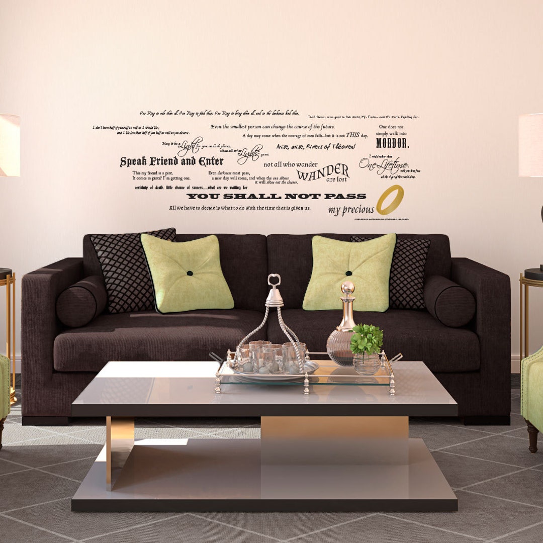 Lord of the Rings Quote Collection With Ring - Wall Decal Custom Vinyl ...