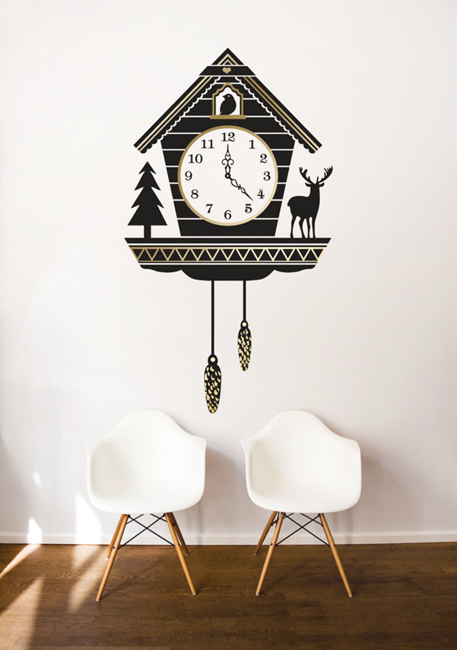 Rustic Cuckoo Clock Wall Decal Custom Vinyl Art Stickers for | Etsy