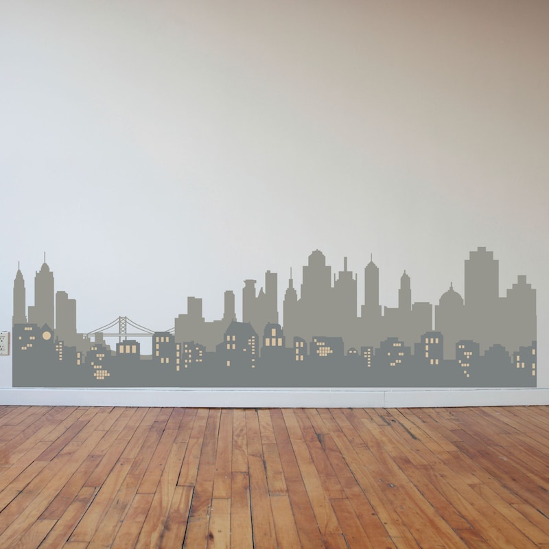 Cityscape Wall Decal - Etsy