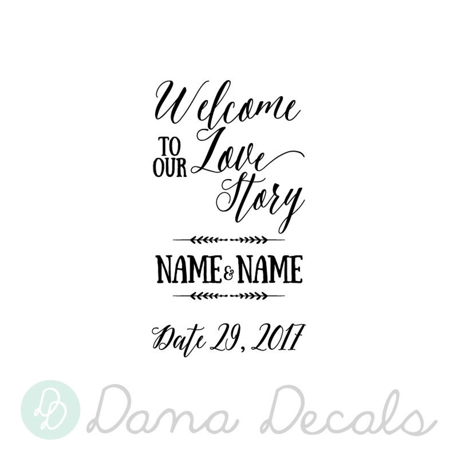 Welcome to Our Love Story Personalized Welcome Sign Decal | Etsy
