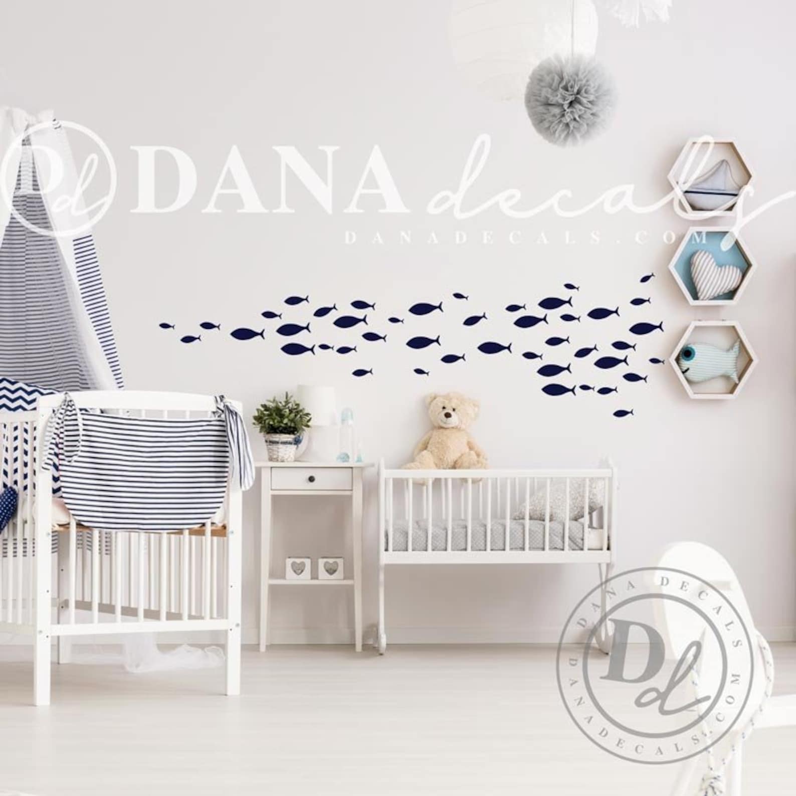 LARGE School of Simple Fish - Wall Decal Custom Vinyl Art Stickers - Etsy