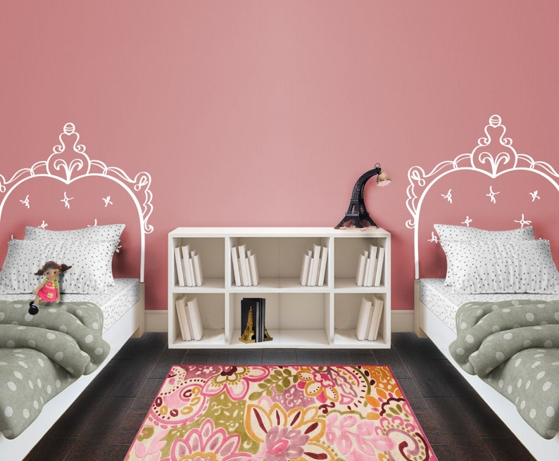 French Headboard Doodle Bed Frame Bedpost Wall Decal Custom - Etsy