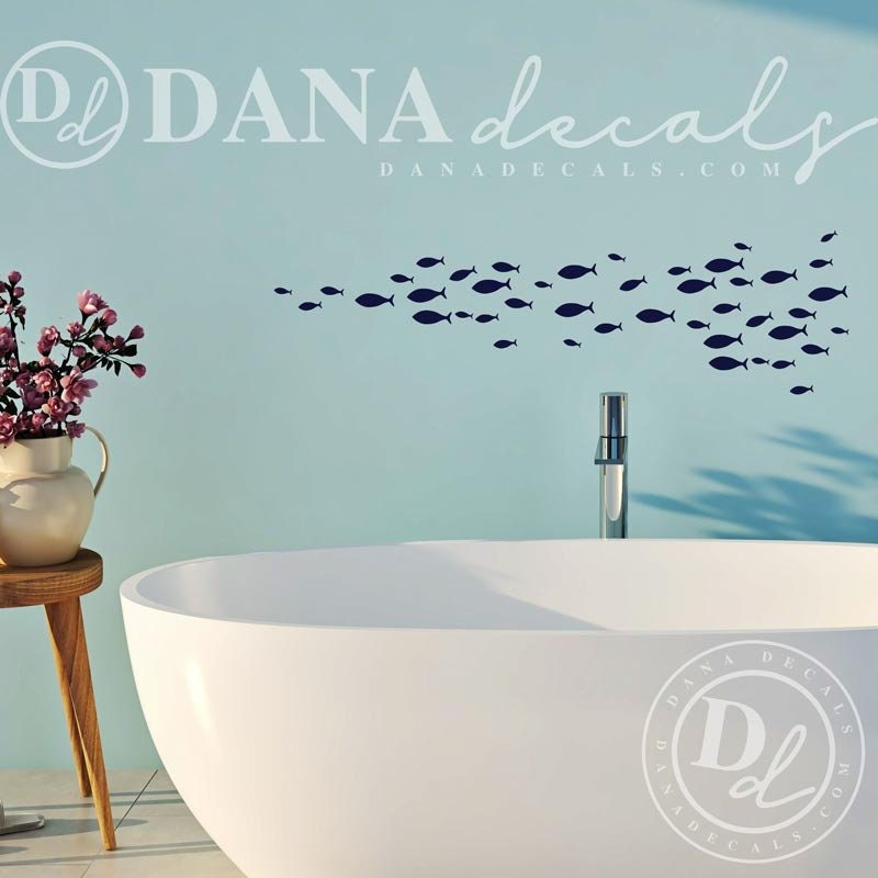 SMALL School of Simple Fish - Wall Decal Custom Vinyl Art Stickers - Etsy