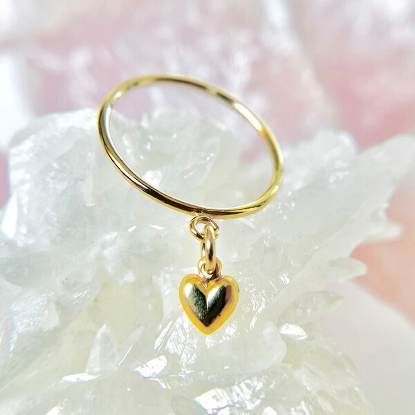 Heart Charm Ring - Etsy