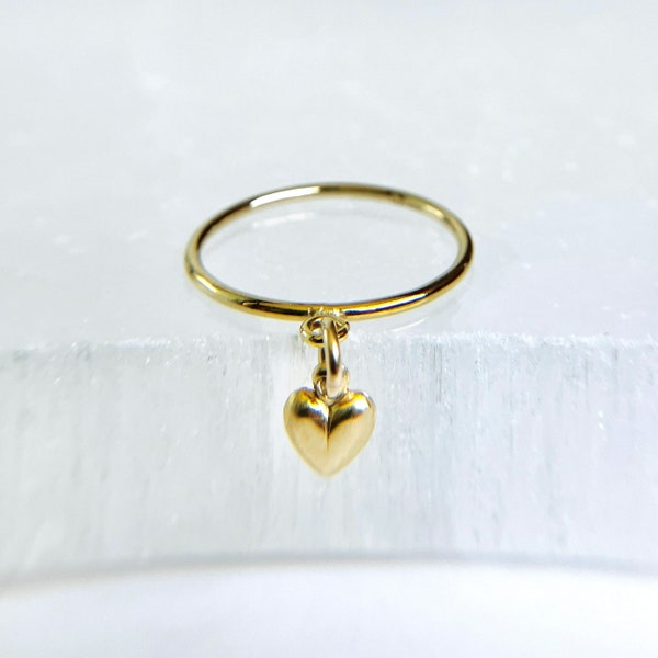 Heart Charm Ring - Etsy