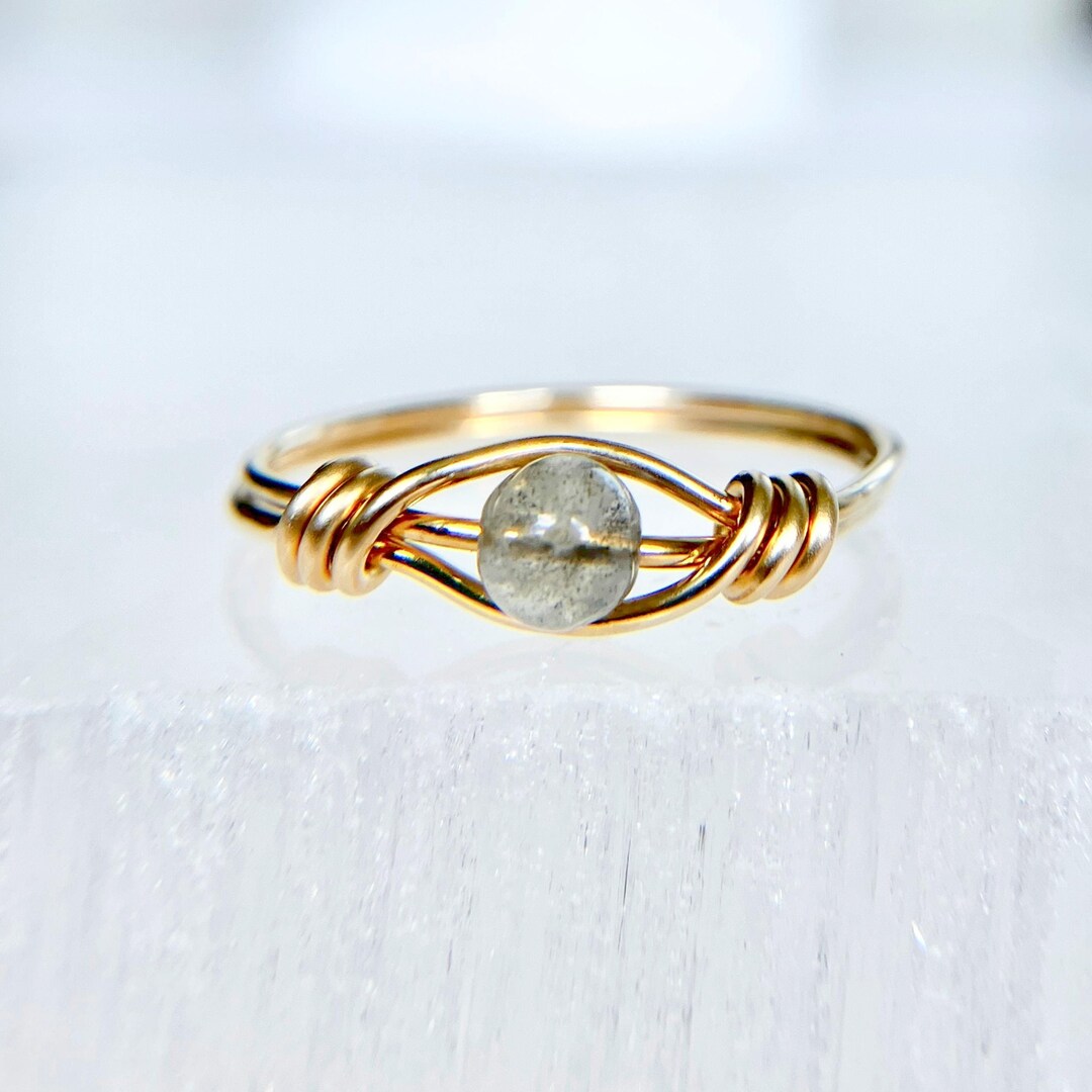 Wire Wrapped Stone Ring Natural Crystal Handmade Jewelry Gift February ...