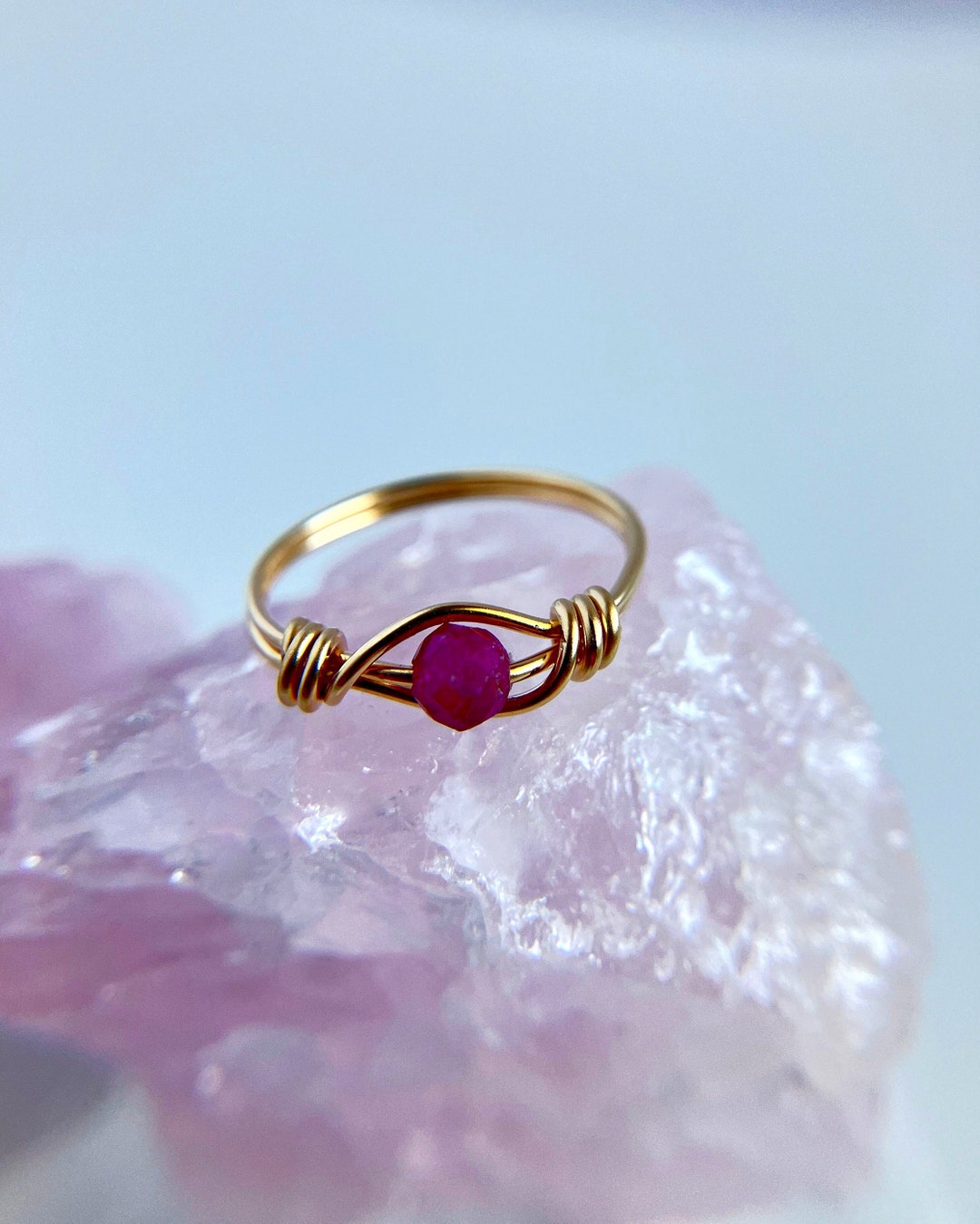 Dainty Ruby Solitaire Ring, Faceted Ruby Gemstone Ring, Sterling Silver ...