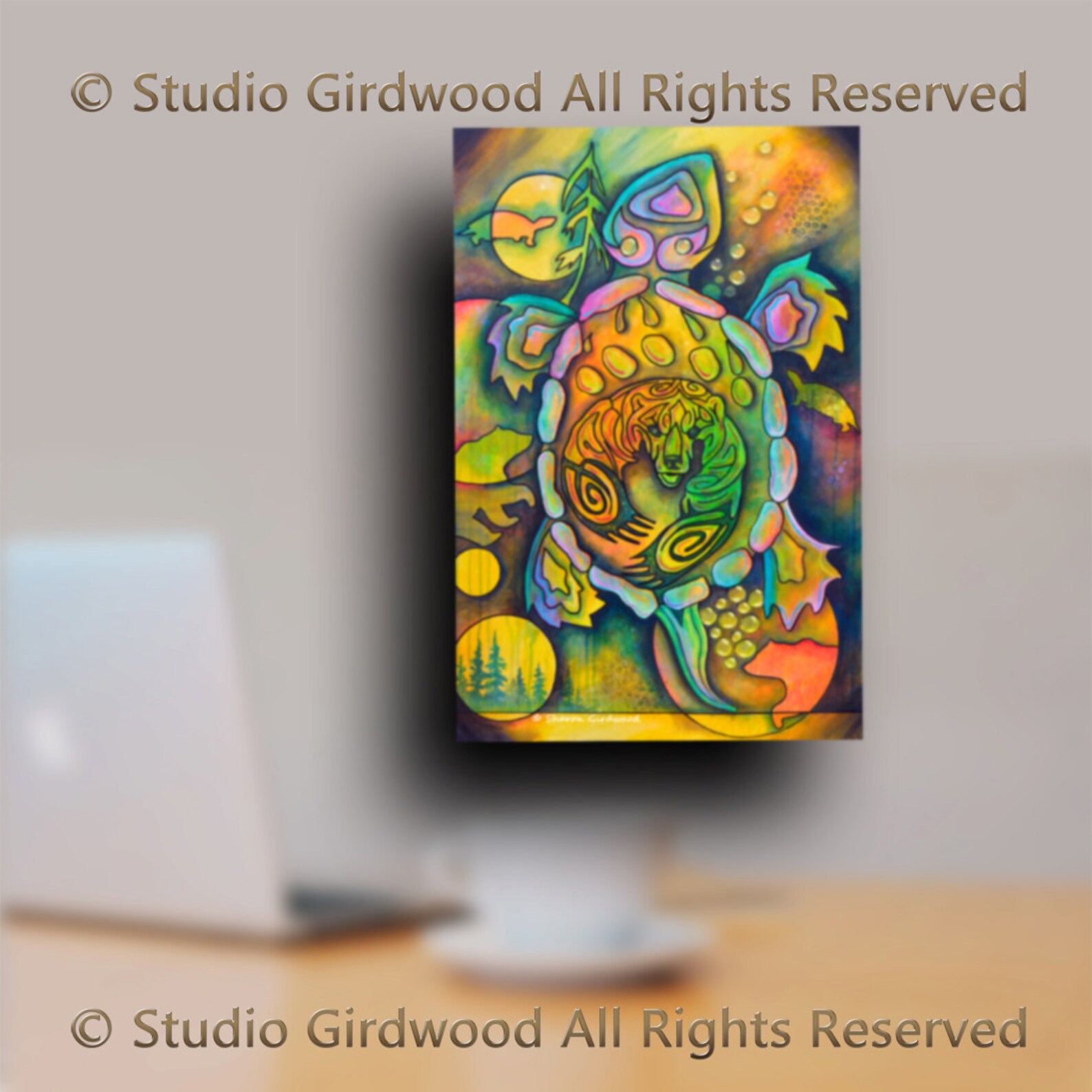 Spirit Turtle Animal Clan Abstract Energy Painting Wall - Etsy Canada