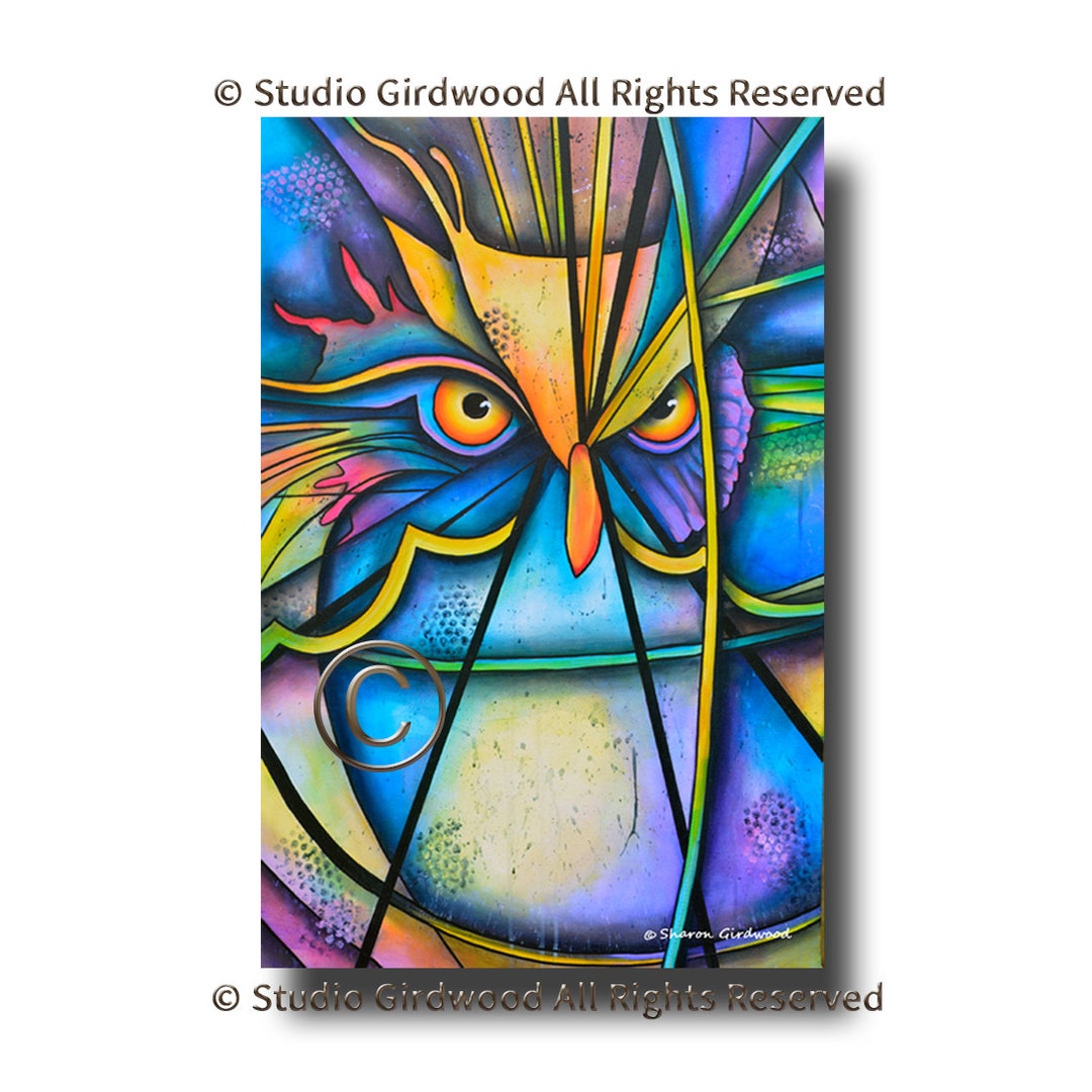 Spirit Owl Animal Clan Abstract Energy Painting Wall Hanging - Etsy