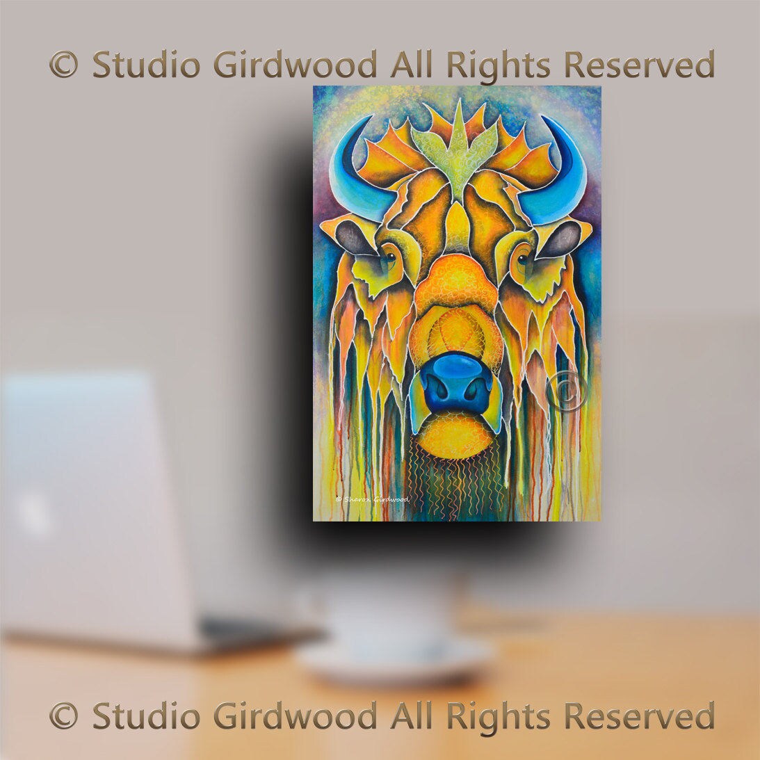 Spirit Buffalo Canvas Print Animal Clan Totem Lover Abstract Energy ...