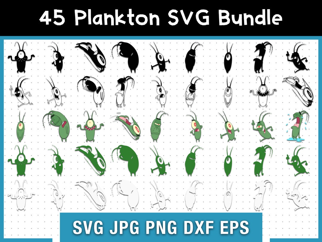 45 Plankton SVG Bundle, Plankton Template, Digital SVG, Sublimation ...
