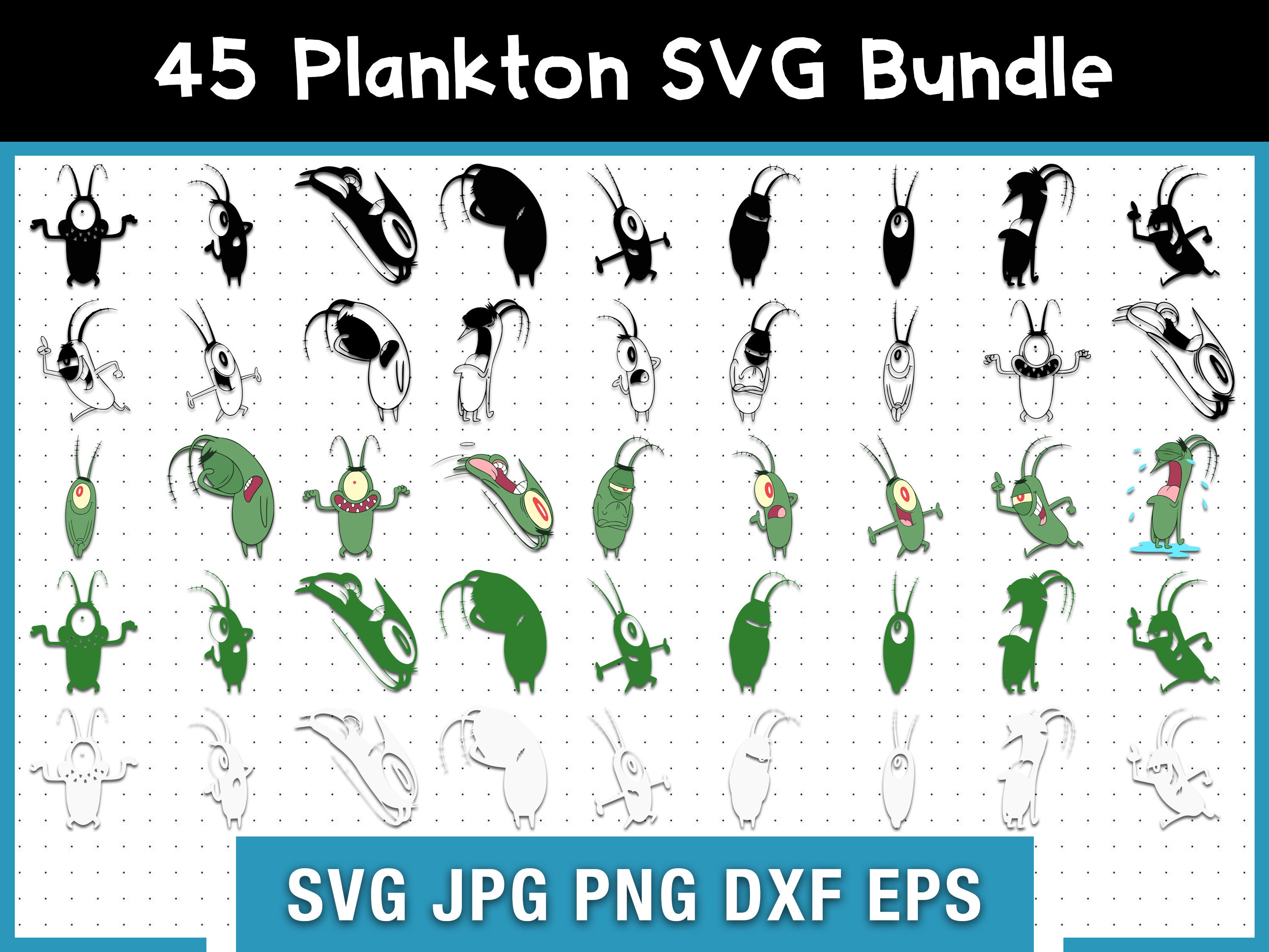 45 Plankton SVG Bundle, Plankton Template, Digital SVG, Sublimation ...