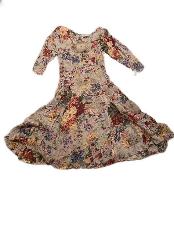 1990’s Vintage Hand Printed Floral Print Kate Geddes … - Gem