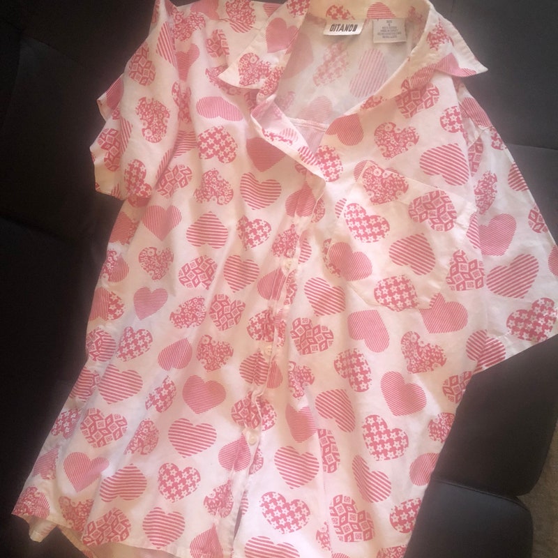 Heart Button up Shirt - Etsy
