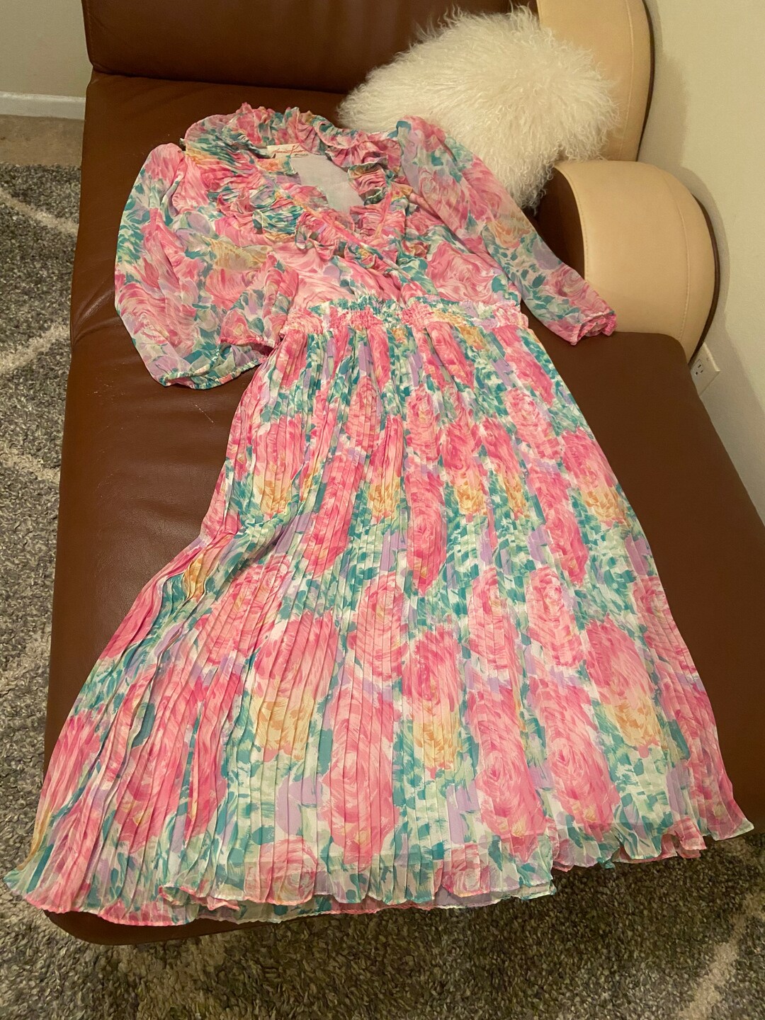 80er Jahre Vintage Blumen Print Kleid von Susan Tudor Für GDT Vintage ...