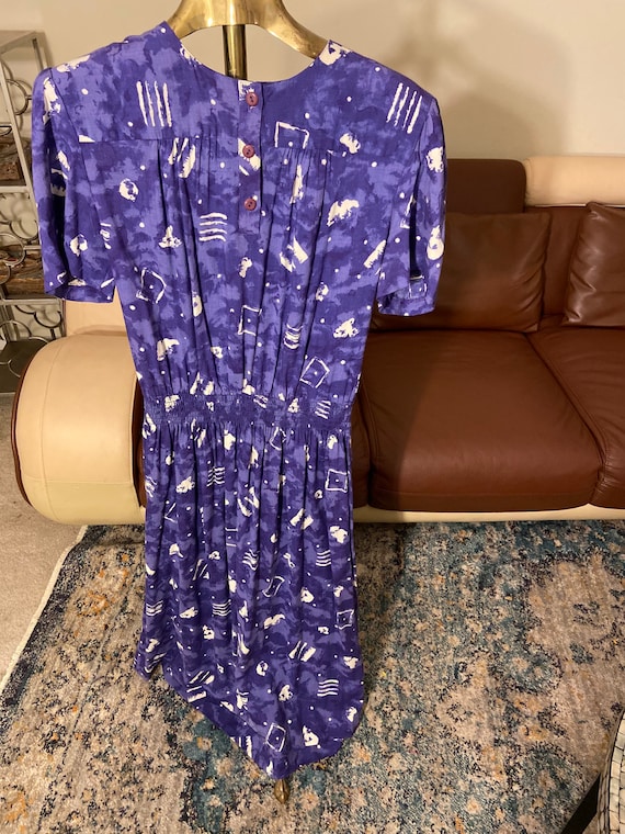 1980s Vintage Purple Memphis Style Button Up Dress By… - Gem