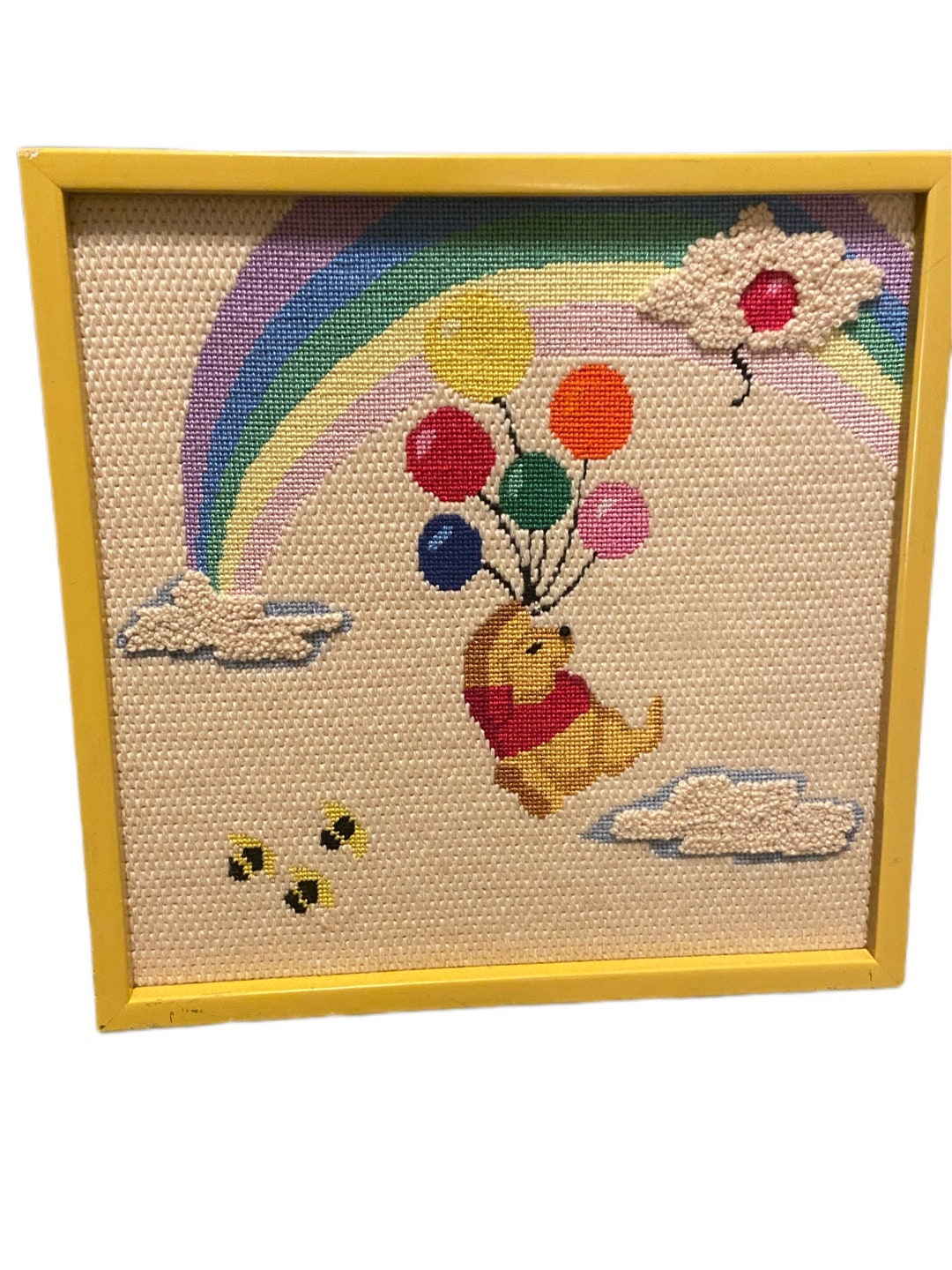 70’s Vintage Winnie the Pooh Needlepoint Embroidery Framed Art - Etsy